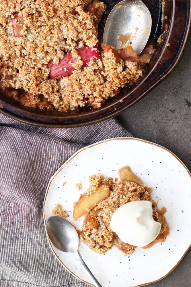 Apple & Rhubarb Crumble - The Little Green Spoon