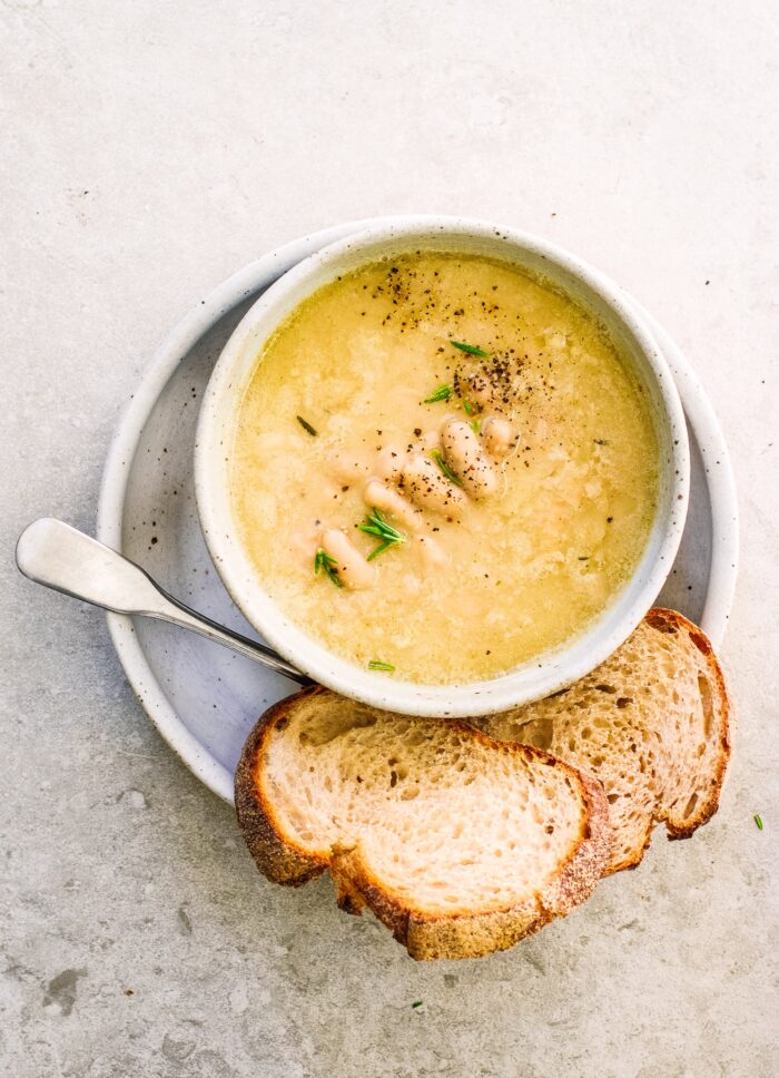 White Bean & Charred Garlic Soup - Little Green Spoon