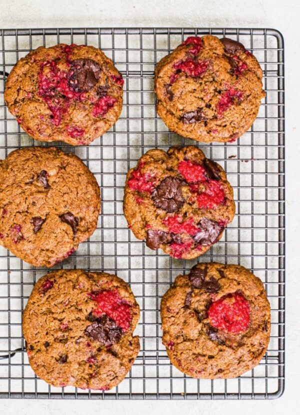 Raspberry & Dark Chocolate Cookies - Little Green Spoon